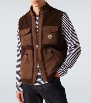 Moncler Karakai Down-paneled Teddy Vest - Brown