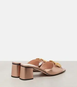 Valentino Garavani Vlogo 60 Metallic Leather Mules - Pink