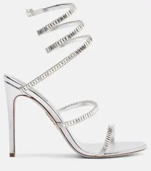 Rene Caovilla Cleo Spark Embellished Leather Sandals - Silver