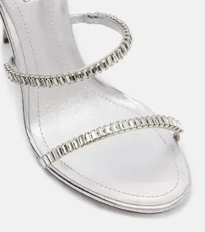 Rene Caovilla Cleo Spark Embellished Leather Sandals - Silver