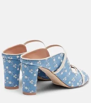 MALONE SOULIERS Norah 70 Leather-trimmed Denim Mules