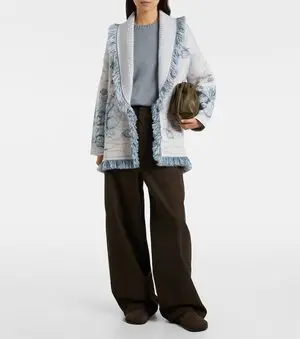 Alanui Deep In The Ocean Wool-blend Cardigan - Blue