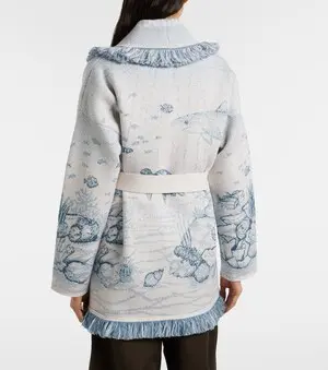 Alanui Deep In The Ocean Wool-blend Cardigan - Blue