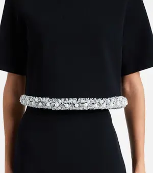 Simkhai Ozelle Embellished Knitted Crop Top