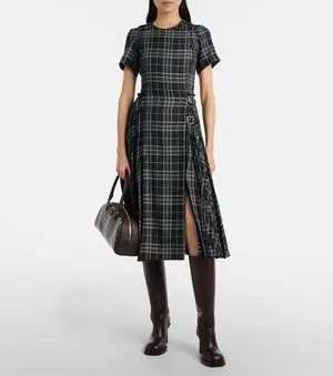 Burberry Meryl Checked Midi Dress - Grey