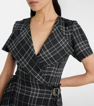 Burberry Meryl Checked Midi Dress - Grey