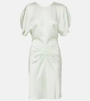 Victoria Beckham Gathered Satin Minidress - Green