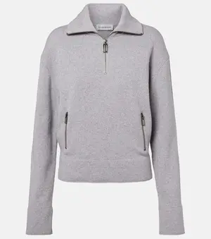 Victoria Beckham Wool And Cashmere Half-zip Sweater - Grey