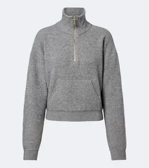 Victoria Beckham Wool And Cashmere Half-zip Sweater - Grey