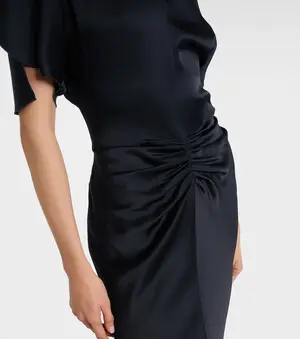 Victoria Beckham Gathered Satin Gown - Blue