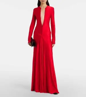 Victoria Beckham Gathe Satin Gown - Red