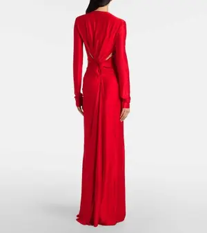 Victoria Beckham Gathe Satin Gown - Red
