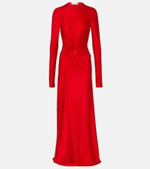 Victoria Beckham Gathered Jersey Maxi Dress - Red