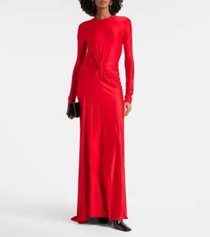 Victoria Beckham Gathered Jersey Maxi Dress