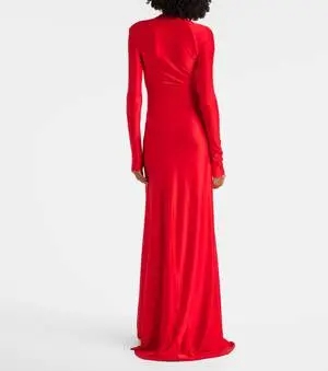 Victoria Beckham Gathered Jersey Maxi Dress