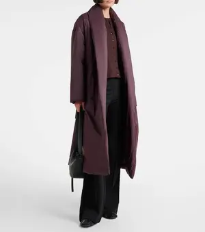 LESET Belted Taffeta Puffer Coat