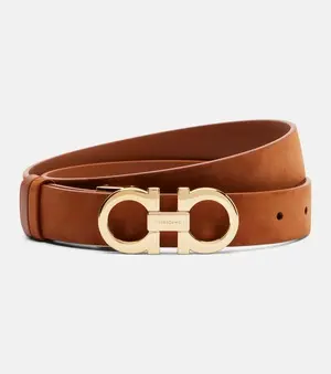 FERRAGAMO Gancio Mediterraneo Leather Belt - Brown