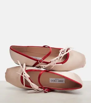 JIMMY CHOO Loli Embellished Satin Ballet Flats - Pink