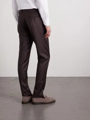 Canali Tapered Wool-twill Suit Trousers - Brown