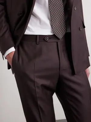 Canali Tapered Wool-twill Suit Trousers - Brown