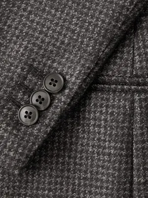 SAMAN AMEL Double-breasted Houndstooth Wool Suit Jacket