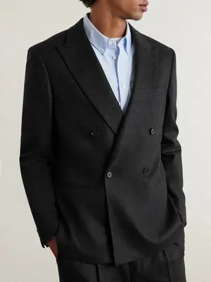 Mr P. Double-breasted Cashmere-blend Flannel Suit Jacket