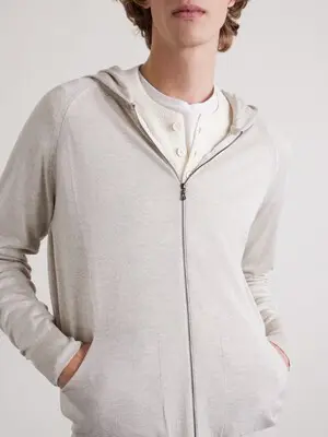 John Smedley Carty Merino Wool Zip-up Hoodie - Gray