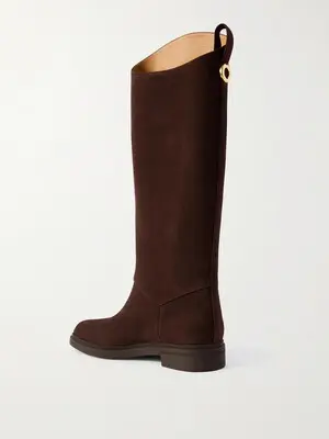 Loro Piana Kilda Nubuck Knee Boots - Brown