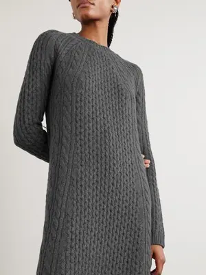 LISA YANG Nyla Cable-knit Cashmere Midi Dress - Gray