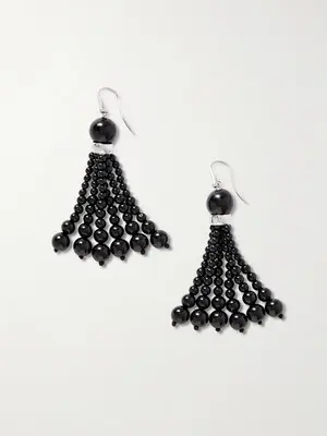 Le Sundial Venice Opera Tasseled Onyx Earrings - Black