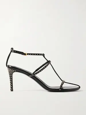 Khaite Cage Studded Glossed-leather Sandals