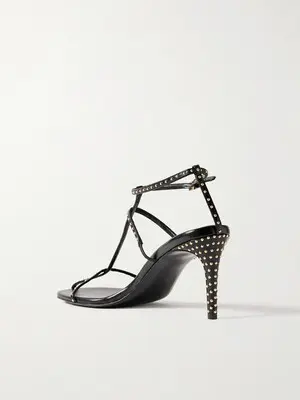 Khaite Cage Studded Glossed-leather Sandals