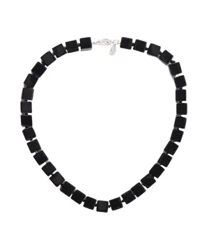 Le Sundial Tube Onyx And Silver Collar - Black