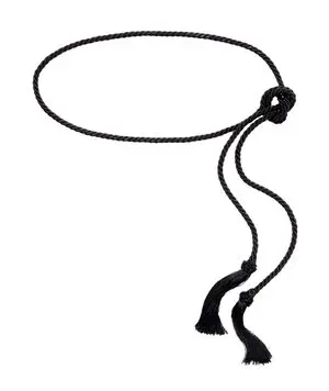 Le Sundial Tasseled Woven Cord Belt - Black