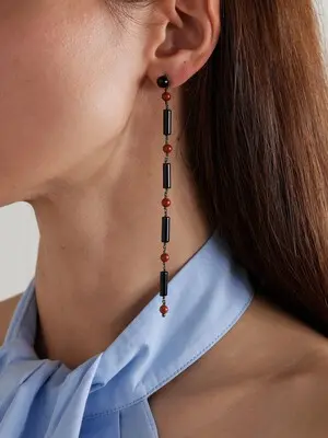 Le Sundial Beaded Onyx And Jasper Earrings