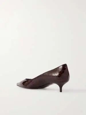 JIMMY CHOO Amelia Croc-effect Leather Pumps - Dark Brown