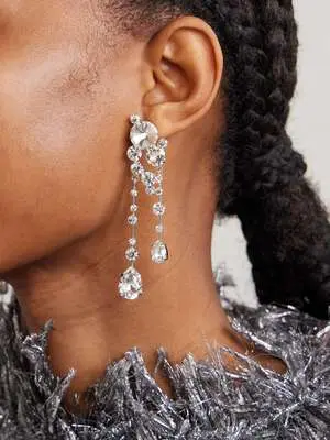 JENNIFER BEHR Jayleen Silver-plated Crystal Drop Earrings