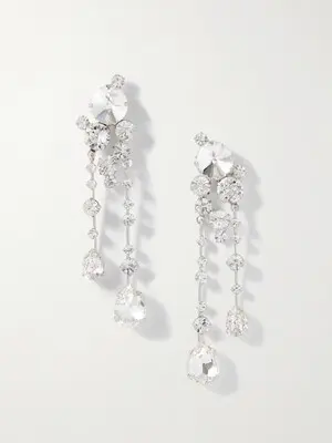 JENNIFER BEHR Jayleen Silver-plated Crystal Earrings - Neutrals