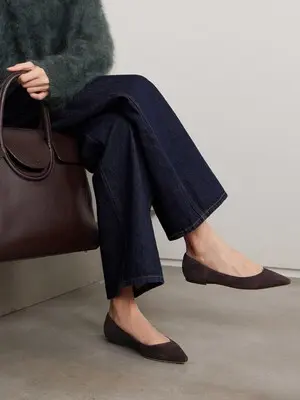 JIMMY CHOO Romy Suede Point-toe Flats - Brown