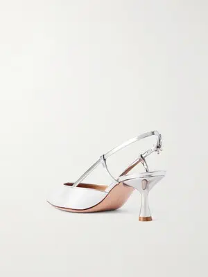 GIANVITO ROSSI Ascent 55 Mirrored Leather Slingback Pumps - Silver