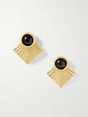 JENNIFER BEHR Noreen Onyx Earrings - Gold
