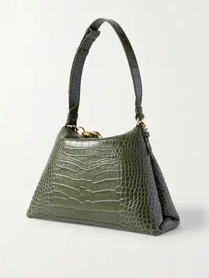Erdem Bloom Large Croc-effect Leather Shoulder Bag - Green