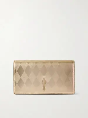 CHRISTIAN LOUBOUTIN Bettina Argyle Metallic Leather Clutch - Gold