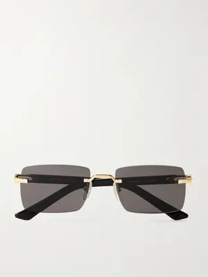 CARTIER C Décor Rimless Rectangle-frame Sunglasses - Gold