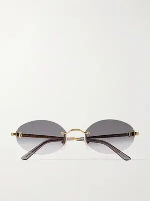 CARTIER Double C Rimless Oval Sunglasses - Gold