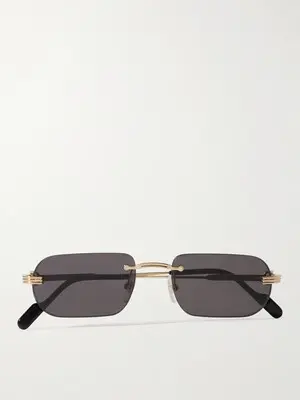 CARTIER Première De Rimless Rectangle-frame Sunglasses - Gold