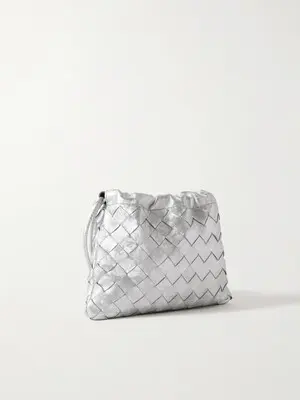 Bottega Veneta Small Intrecciato Metallic Leather Pouch
