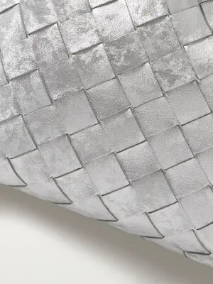 Bottega Veneta Small Intrecciato Metallic Leather Pouch