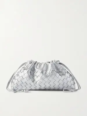 Bottega Veneta Intrecciato Metallic Leather Pouch
