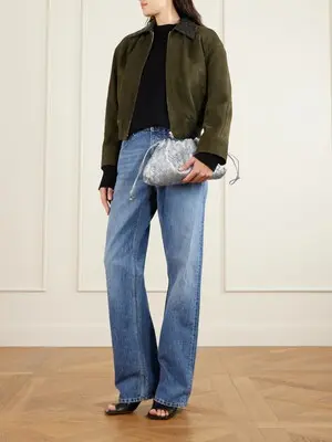 Bottega Veneta Intrecciato Metallic Leather Pouch